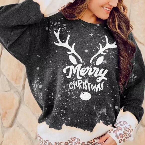 SHEWIN | Tops | Elk Leopard Color Block Pullover | Poshmark